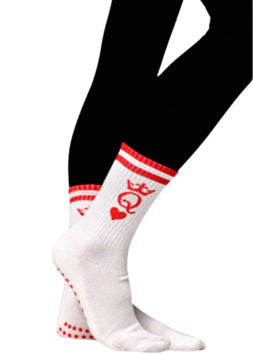 COCO Queen Of Hearts Grip Socks | Red & White – coco on the go